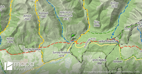 Podbanské, rozc. - mapa szlaków turystycznych | mapa-turystyczna.pl