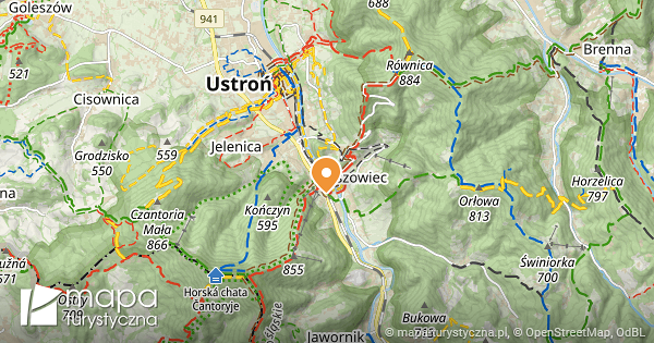 Ustroń, Polana, Papiernia - mapa szlaków turystycznych | mapa ...