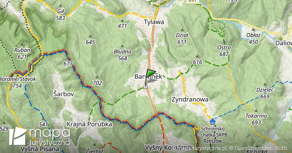 Barwinek - mapa szlaków turystycznych | mapa-turystyczna.pl