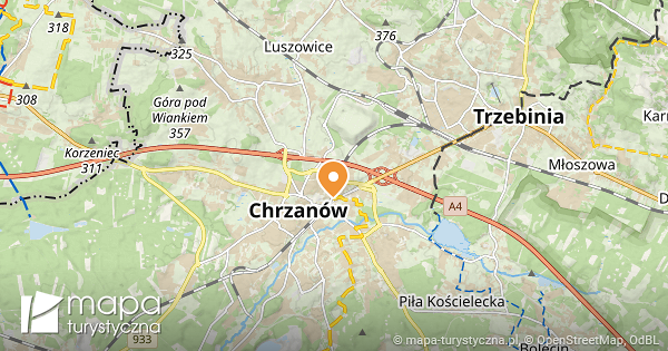 Chrzanów - mapa szlaków turystycznych | mapa-turystyczna.pl