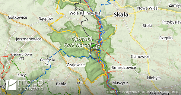 Grota Łokietka - mapa szlaków turystycznych | mapa-turystyczna.pl