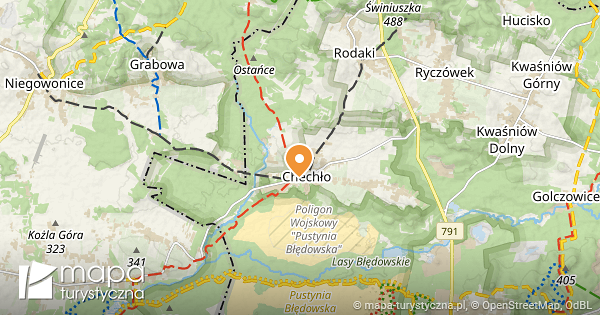 Chechło - mapa szlaków turystycznych | mapa-turystyczna.pl