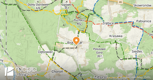Biskupice - mapa szlaków turystycznych | mapa-turystyczna.pl