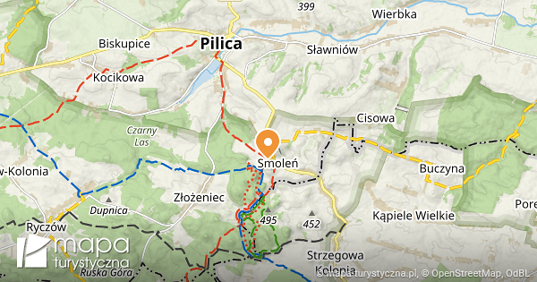 Smoleń, rozejście szlaków - mapa szlaków turystycznych | mapa ...