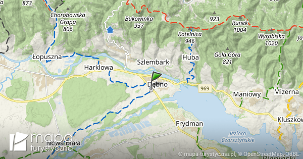 Dębno - mapa szlaków turystycznych | mapa-turystyczna.pl