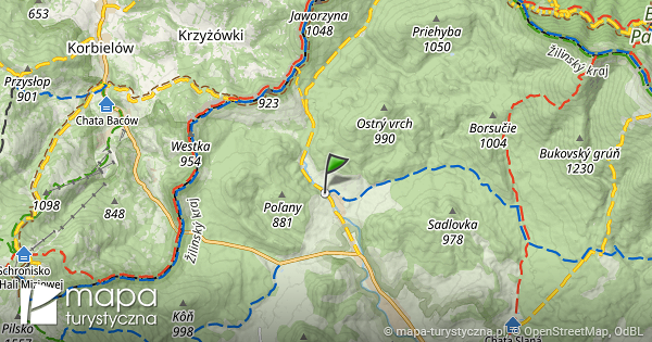 Oravská Polhora, píla - mapa szlaków turystycznych | mapa-turystyczna.pl