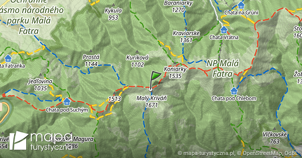 Malý Kriváň - mapa szlaków turystycznych | mapa-turystyczna.pl