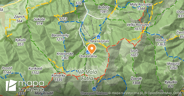 Vrátna, symbolický cintorín - mapa szlaków turystycznych | mapa ...