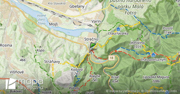 Strečno, pod hradom - mapa szlaków turystycznych | mapa-turystyczna.pl