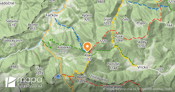 Kľak - mapa szlaków turystycznych | mapa-turystyczna.pl