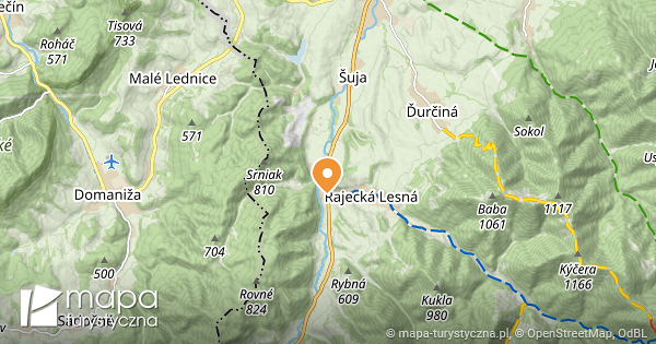 Rajecká Lesná - mapa szlaków turystycznych | mapa-turystyczna.pl
