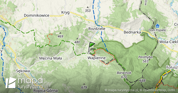 Wapienne - mapa szlaków turystycznych | mapa-turystyczna.pl