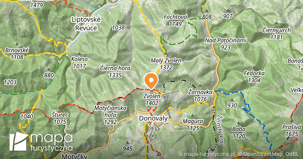 Zvolen - mapa szlaków turystycznych | mapa-turystyczna.pl