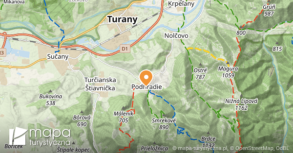 Podhradie - mapa szlaków turystycznych | mapa-turystyczna.pl