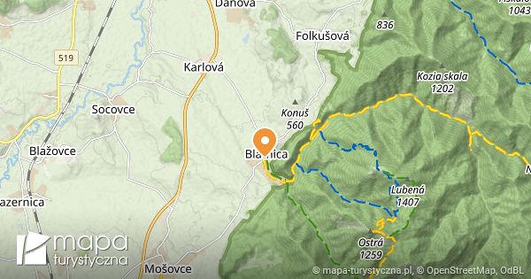 Blatnica - mapa szlaków turystycznych | mapa-turystyczna.pl