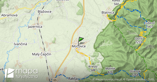 Mošovce - mapa szlaków turystycznych | mapa-turystyczna.pl
