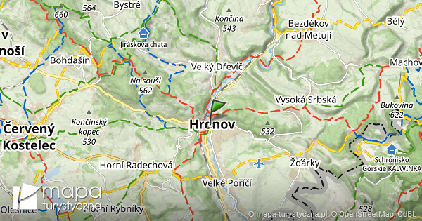 Hronov - mapa szlaków turystycznych | mapa-turystyczna.pl