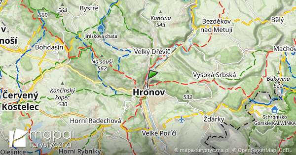 Hronov, Jiráskův rodný dům, rázc. - mapa szlaków turystycznych | mapa ...