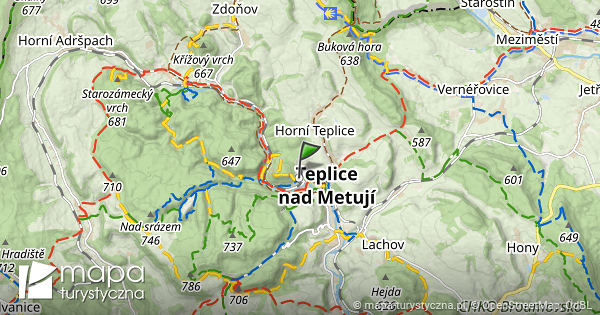 Teplice nad Metují, nad koupaliště - mapa szlaków turystycznych | mapa ...