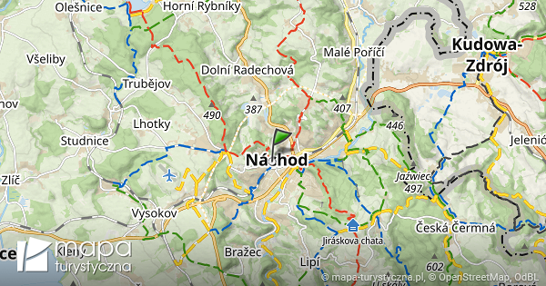 Náchod - mapa szlaków turystycznych | mapa-turystyczna.pl