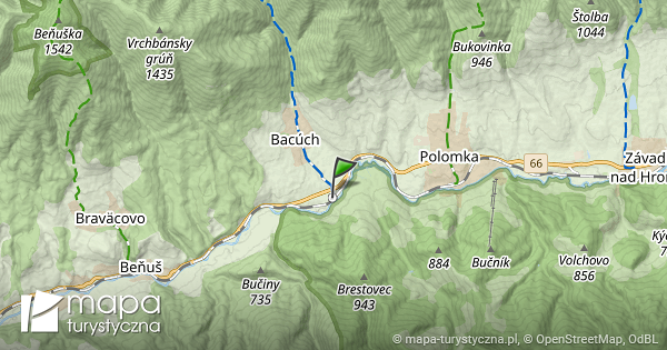 Bacúch, vlak - mapa szlaków turystycznych | mapa-turystyczna.pl