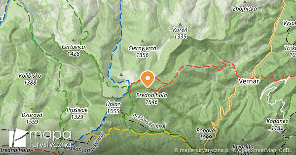 Predná hoľa - mapa szlaków turystycznych | mapa-turystyczna.pl