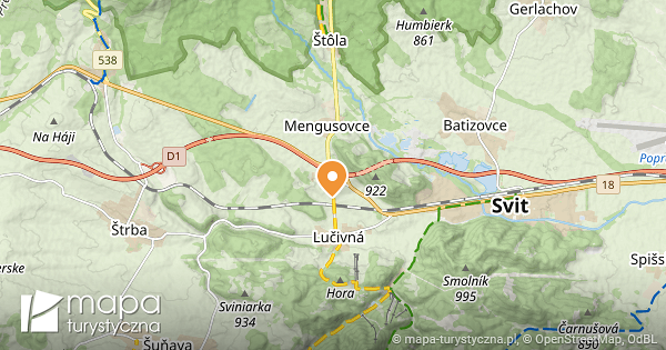 Lučivná, vlak - mapa szlaków turystycznych | mapa-turystyczna.pl