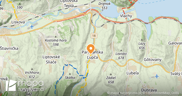 Partizánska Ľupča - mapa szlaków turystycznych | mapa-turystyczna.pl