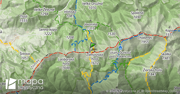 Sedlo Zámostskej hole - mapa szlaków turystycznych | mapa-turystyczna.pl