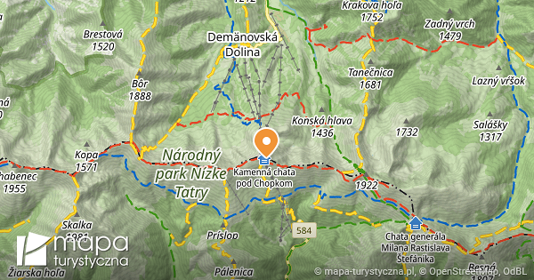 Chopok - mapa szlaków turystycznych | mapa-turystyczna.pl