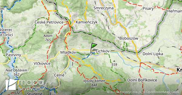 Lichkov, rozc. - mapa szlaków turystycznych | mapa-turystyczna.pl