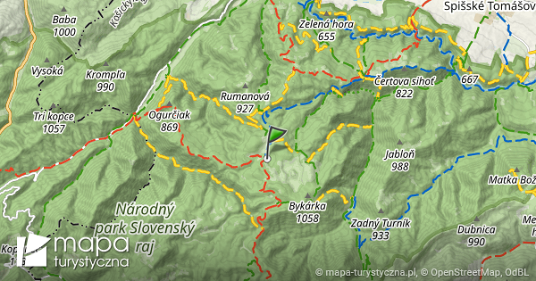 Malá poľana - mapa szlaków turystycznych | mapa-turystyczna.pl
