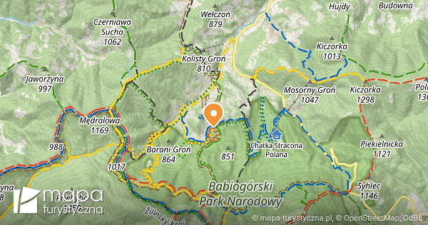 Zawoja, Markowa - mapa szlaków turystycznych | mapa-turystyczna.pl