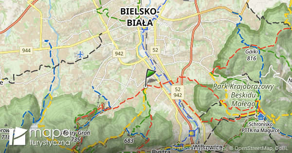 Bielsko-Biała, Olszówka - mapa szlaków turystycznych | mapa-turystyczna.pl