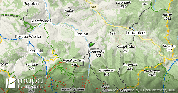 Konina - mapa szlaków turystycznych | mapa-turystyczna.pl