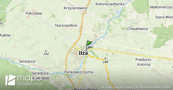 Iłża - mapa szlaków turystycznych | mapa-turystyczna.pl