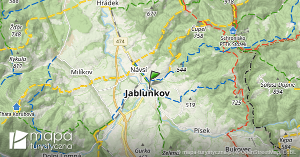 Jablunkov - mapa szlaków turystycznych | mapa-turystyczna.pl