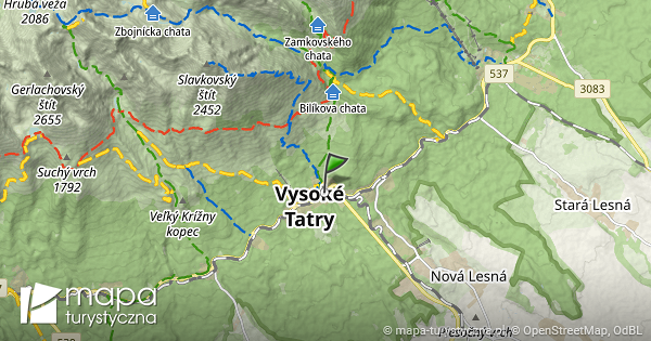 Starý Smokovec, Tatranská elektrická železnica - mapa szlaków ...