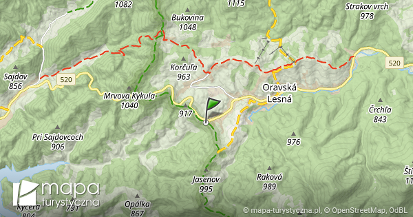 Oravská Lesná, Beskyd - mapa szlaków turystycznych | mapa-turystyczna.pl