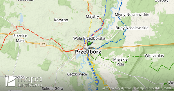 Przedbórz - mapa szlaków turystycznych | mapa-turystyczna.pl