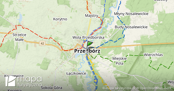 Przedbórz, kościół - mapa szlaków turystycznych | mapa-turystyczna.pl