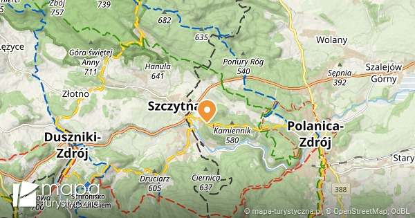 Zamek Leśna - mapa szlaków turystycznych | mapa-turystyczna.pl