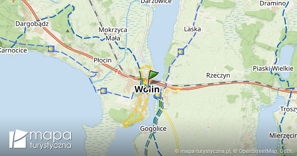 Wolin - mapa szlaków turystycznych | mapa-turystyczna.pl