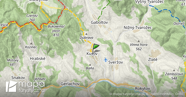 Kurov - mapa szlaków turystycznych | mapa-turystyczna.pl