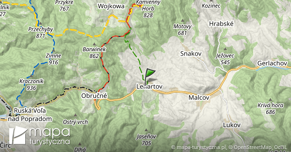 Lenartov - mapa szlaków turystycznych | mapa-turystyczna.pl