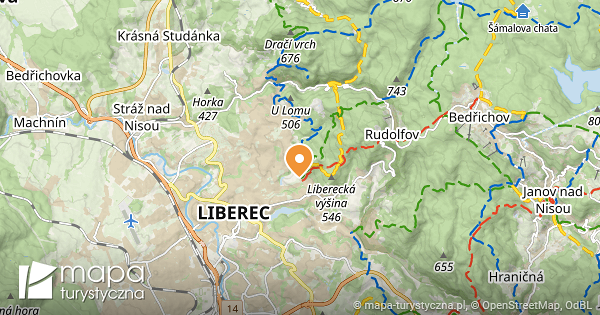Liberec, Lidové sady, MHD - mapa szlaków turystycznych | mapa ...