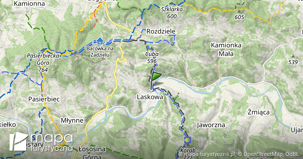 Laskowa - mapa szlaków turystycznych | mapa-turystyczna.pl