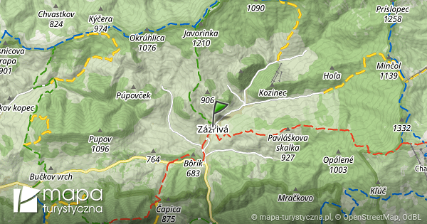 Zázrivá - mapa szlaków turystycznych | mapa-turystyczna.pl