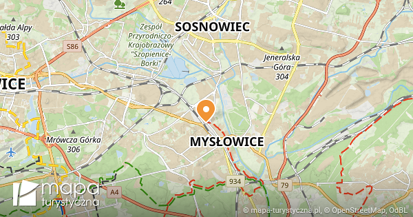 Mysłowice, była Kopalnia Węgla Kamiennego - mapa szlaków turystycznych ...