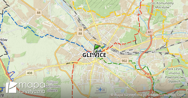 Gliwice, Rynek - mapa szlaków turystycznych | mapa-turystyczna.pl